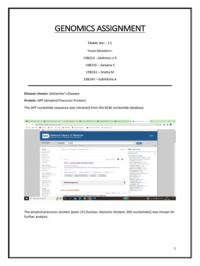 Genomics final Assignment | PDF