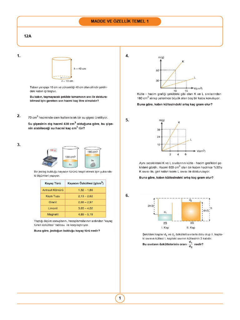 MADDE VE ÖZELLİK TEMEL 1 | PDF