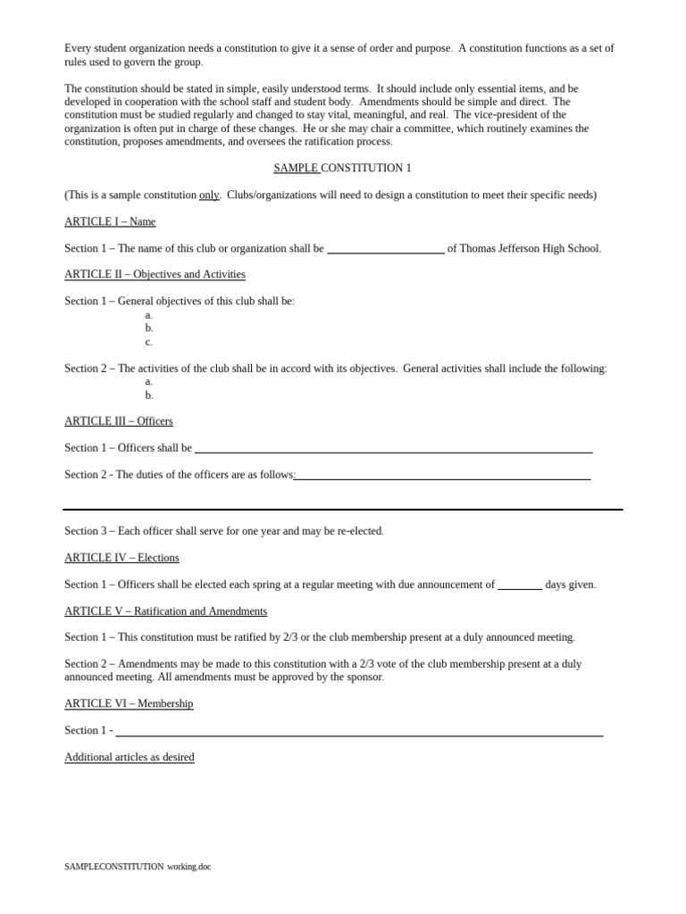 Sample Constitution | PDF