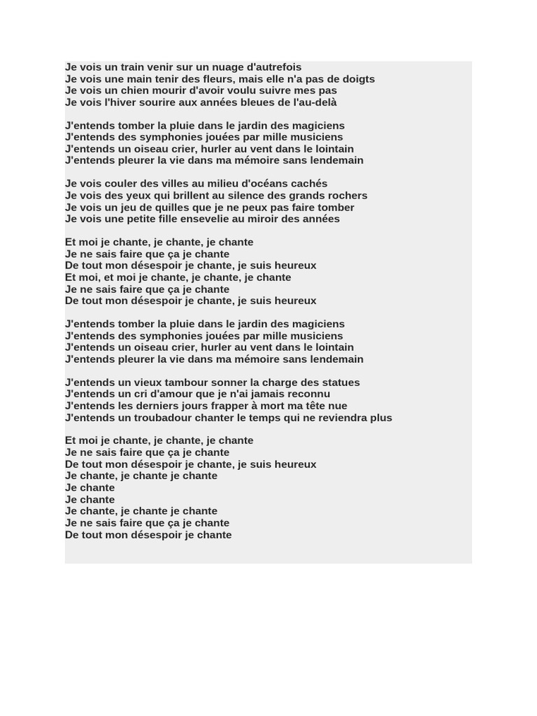 Et Moi Je Chante | PDF