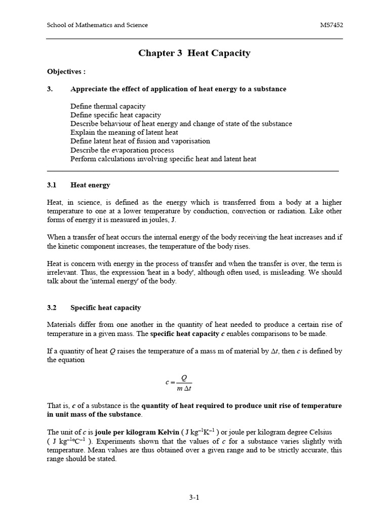Ch3 Heat Capacity | PDF