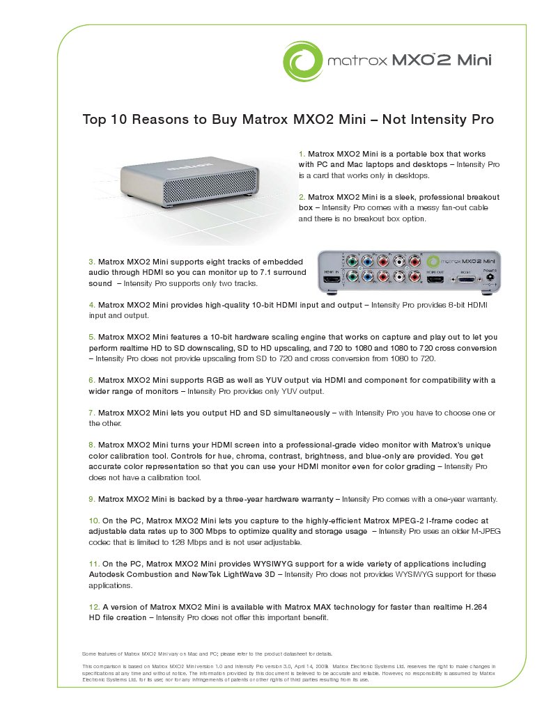 Matrox MXO2 Mini vs. Intensity Pro: Top Benefits | PDF | Hdmi ...