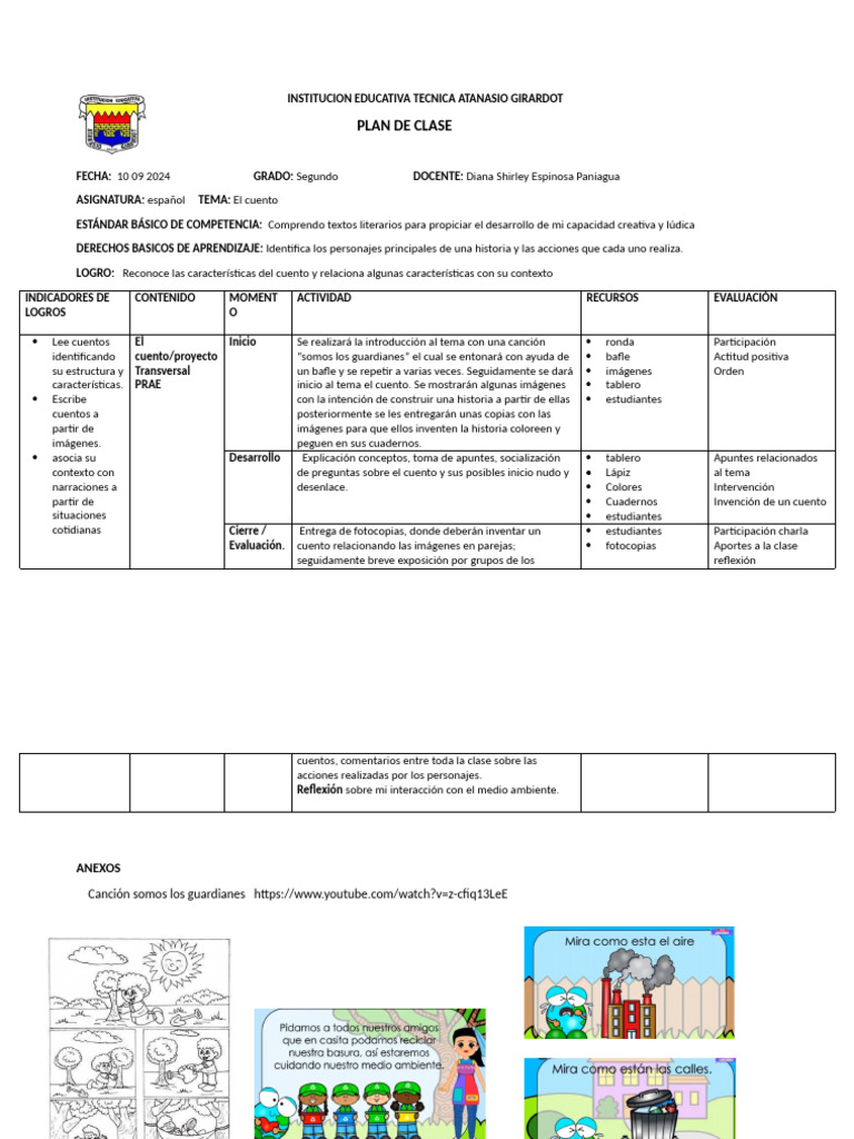 Plan de Clase Segundo El Cuento | PDF