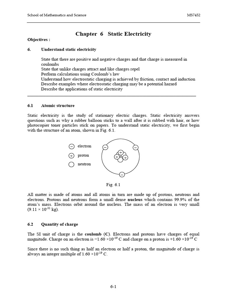 Ch6 Static Electricity | PDF
