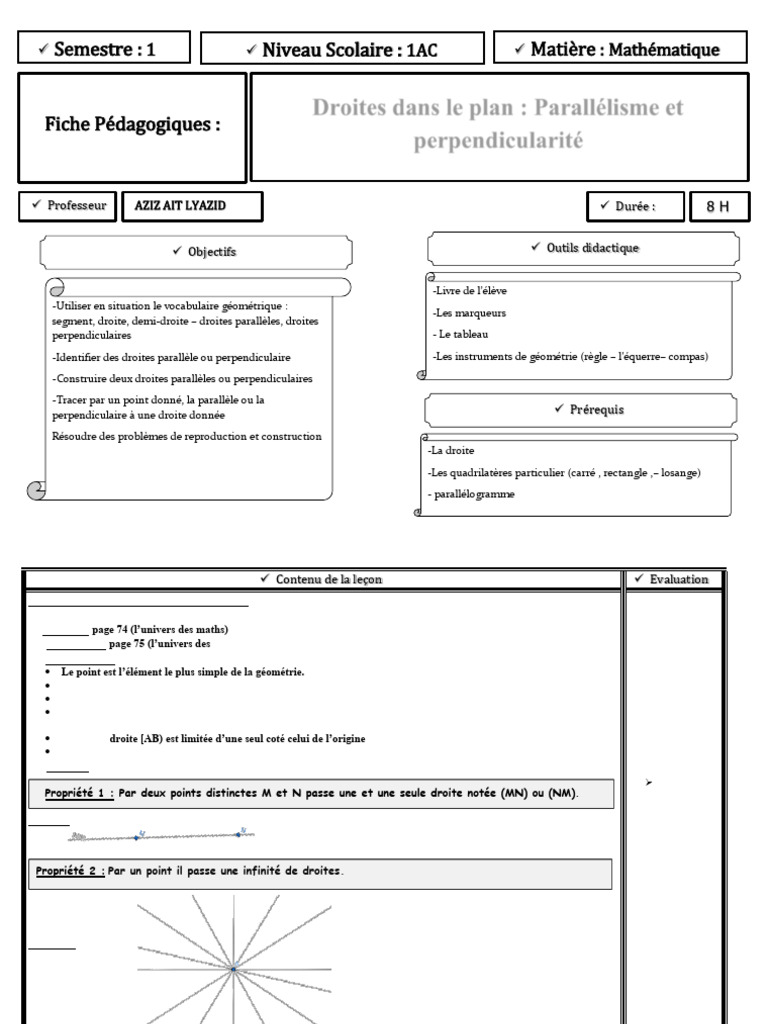 Droites Dans Le Plan Parallélisme Et Perpendicularité | PDF