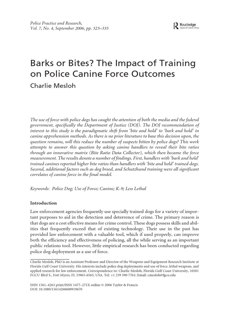 Bark Vs Bite and Hold K9 Article | PDF