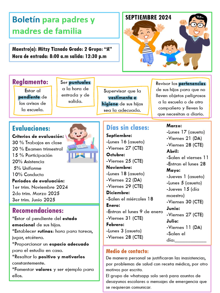 Boletìn para padres y madres | PDF
