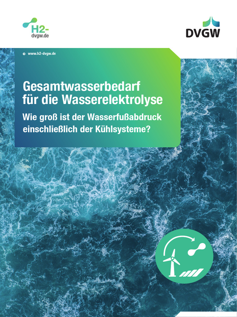 Wasserelektrolyse Gesamtwasserbedarf Factsheet DVGW | PDF