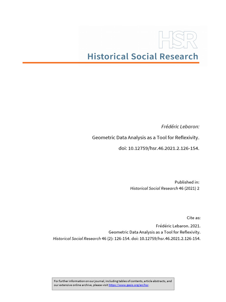 HSR 46 2021 2 Lebaron Geometric Data Analysis | PDF