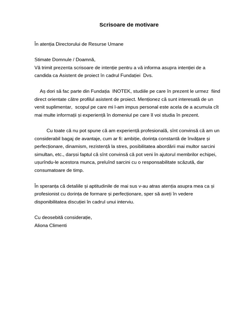Scrisoare de motivare | PDF