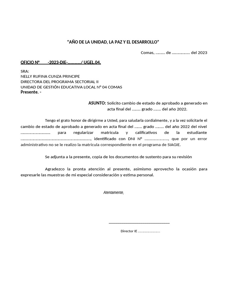 Oficio Rectificacion Acta Final | PDF