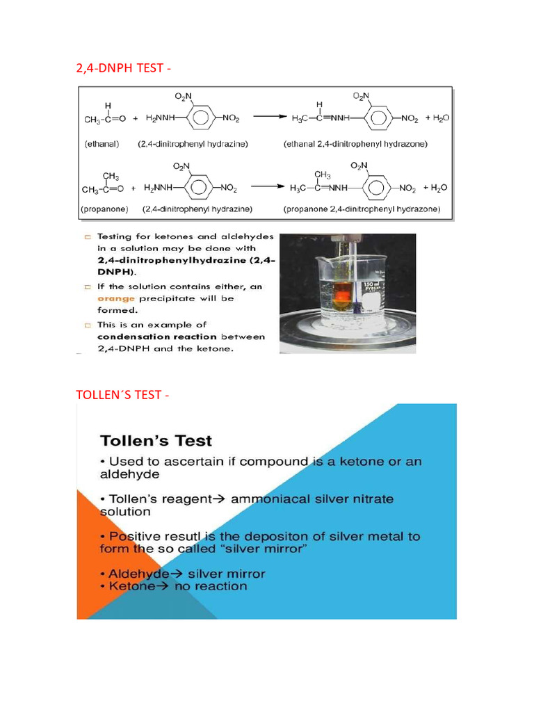 2,4 DNPH and TOLLEN S TEST | PDF