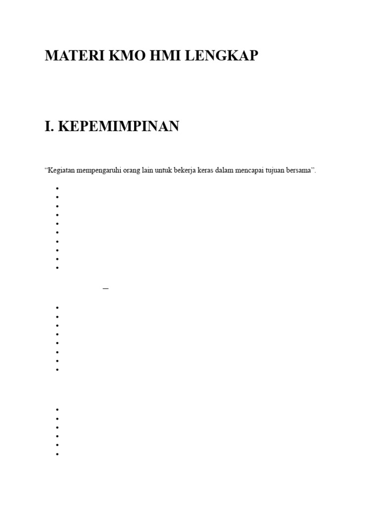 Materi Kmo Hmi Lengkap | PDF