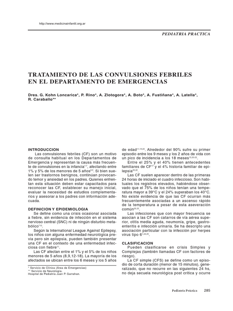 Tratamiento de Convulsiones Febriles en Emergencias | PDF | Medicina ...