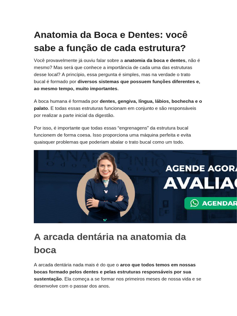 Anatomia da Boca e Dentes | PDF