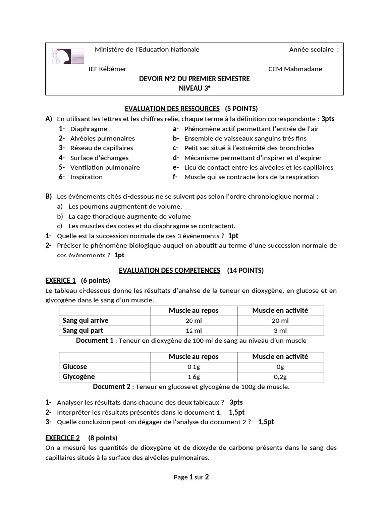 DEVOIR SVT 3e N°2 PS 2022 | PDF