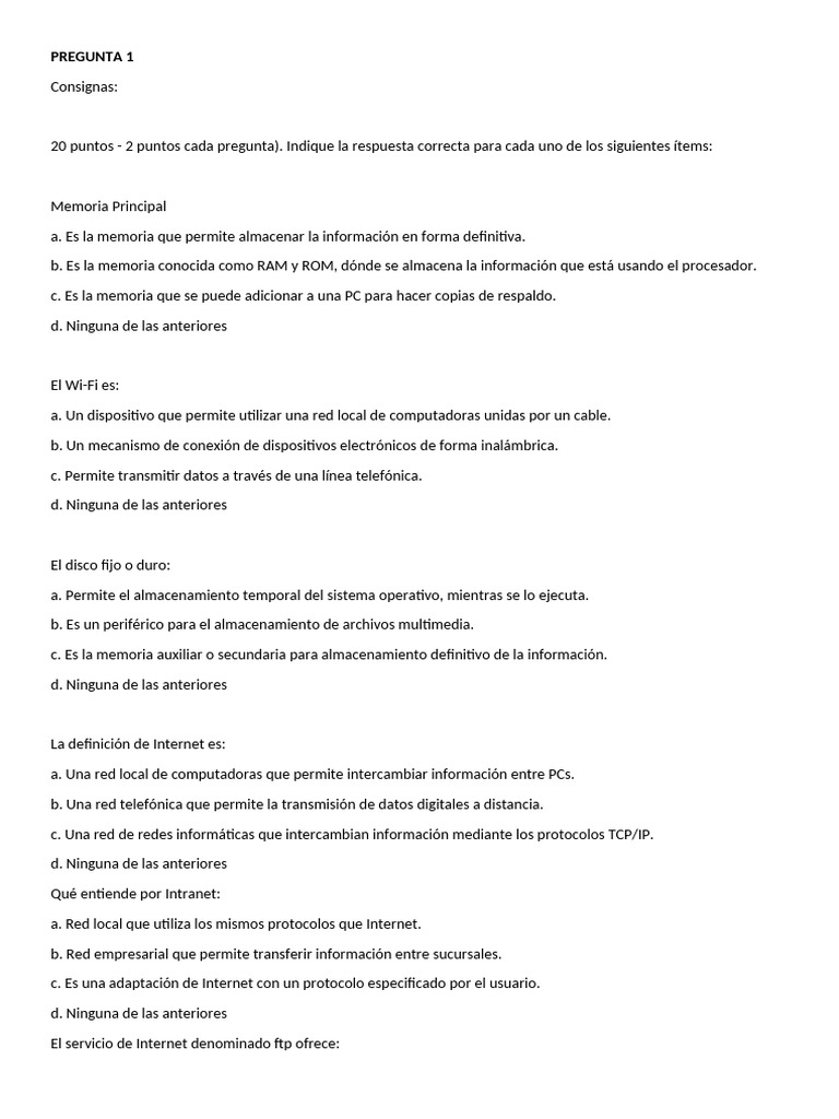 INFORMATICA EXAMEN 1 | PDF