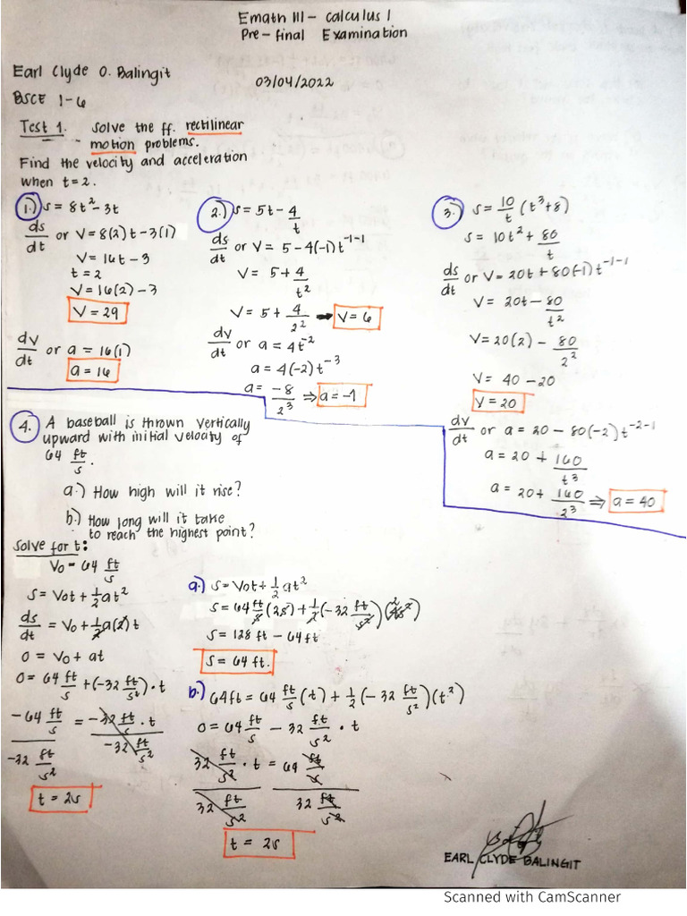 Pre-Final Examination Balingit Bsce 1-6 | PDF