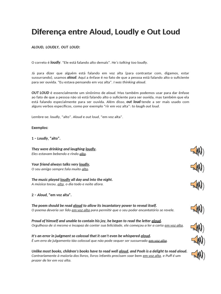 Aloud, Loudly e Out Loud | PDF