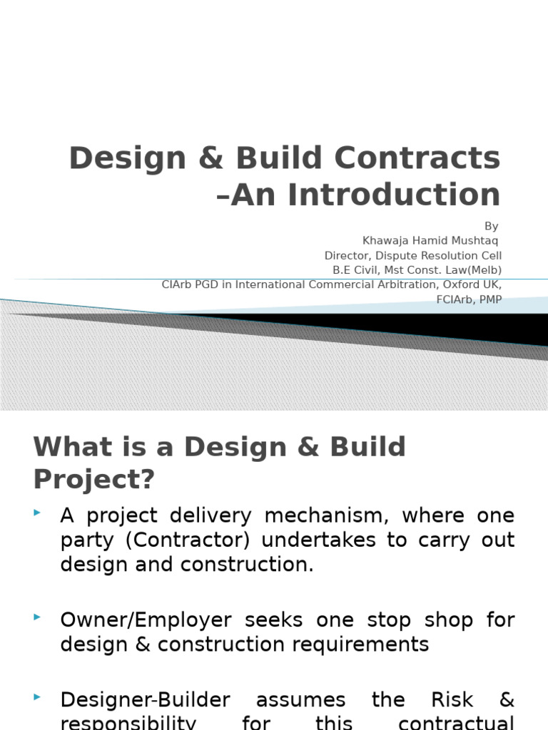 Presentation On Design & Build Contracts | PDF