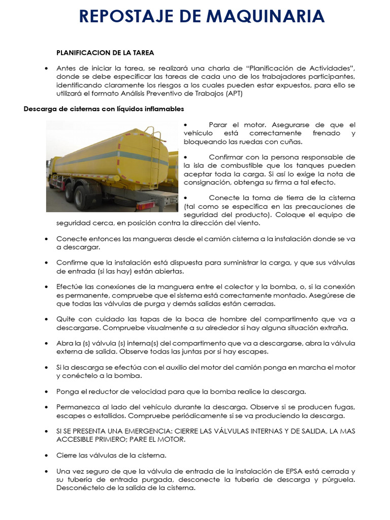 Repostaje de Maquinaria | PDF