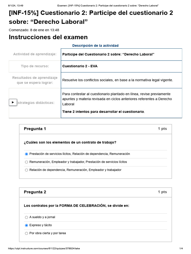Examen - (INF-15%) Cuestionario 2 - Participe Del Cuestionario 2 Sobre ...