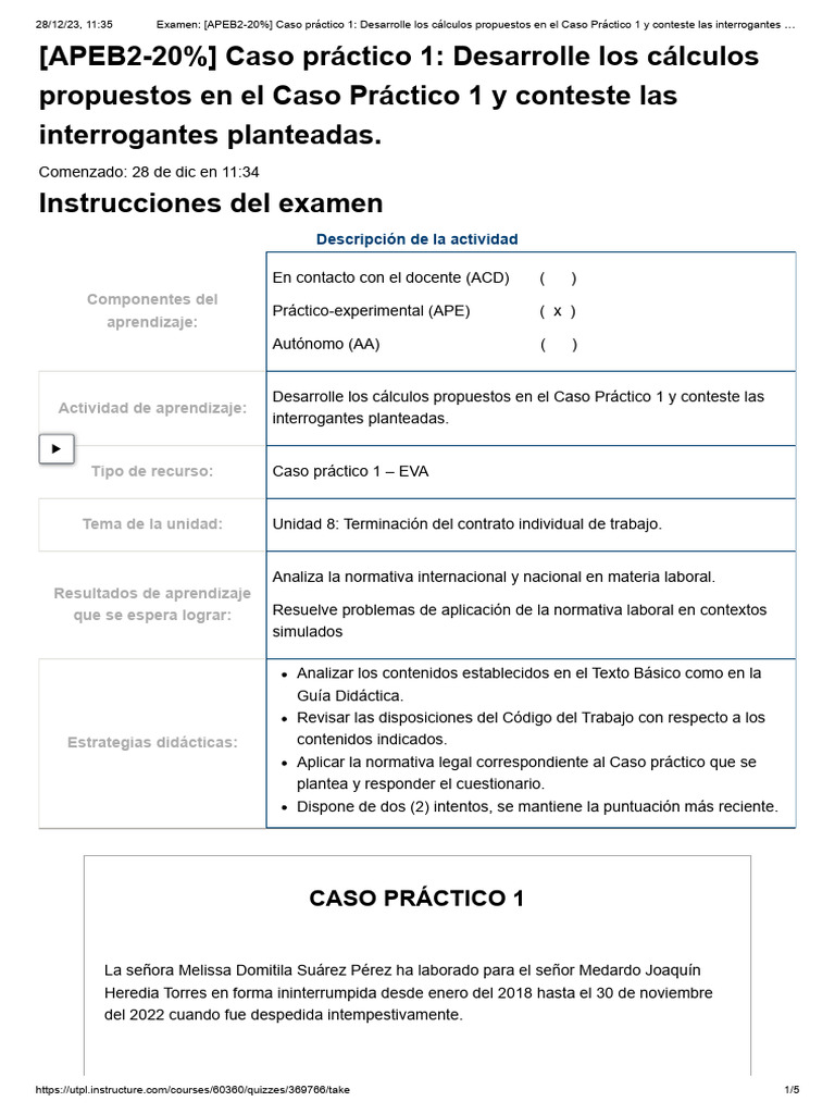 Examen - (APEB2-20%) Caso Práctico 1 - Desarrolle Los Cálculos Propuestos en El Caso Práctico 1 ...