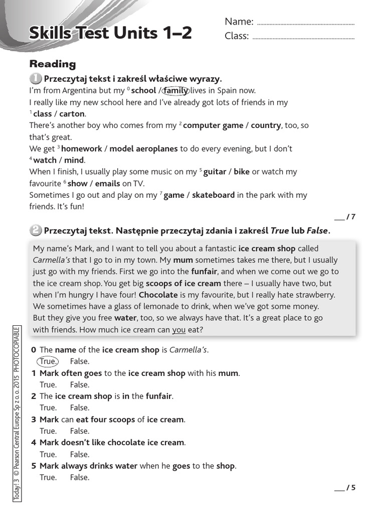 Skills Test 1 2 Dyslexia | PDF