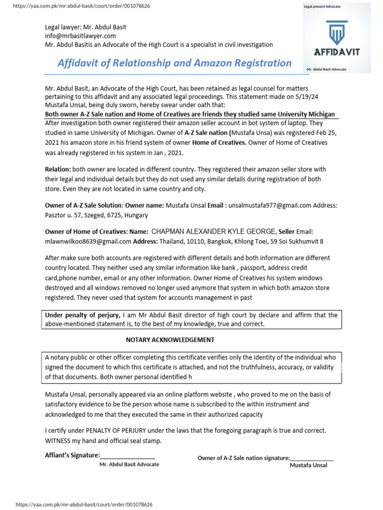 Legal Documents Affidavit | PDF