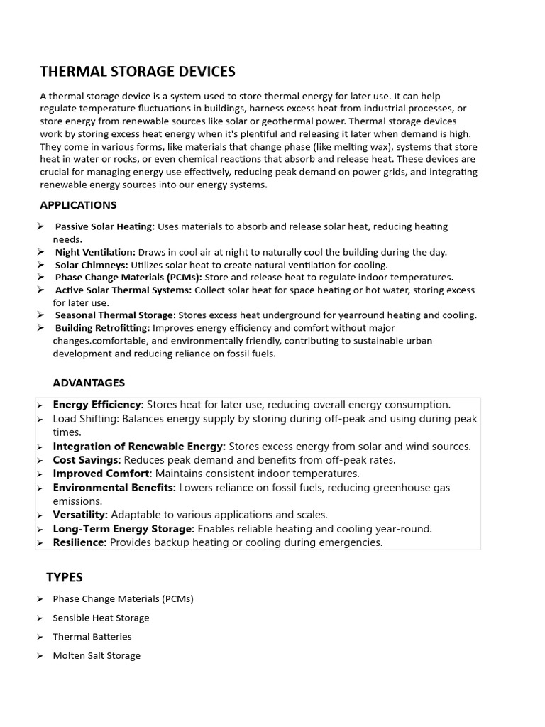 Thermal Storage Devices | PDF