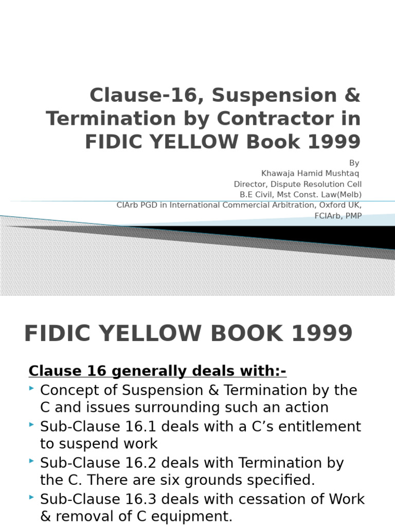 Presentation on Clause 16, Suspension & Termination by Contractor | PDF