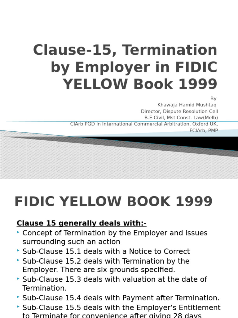 Presentation on Clause 15, Termination by Employer | PDF
