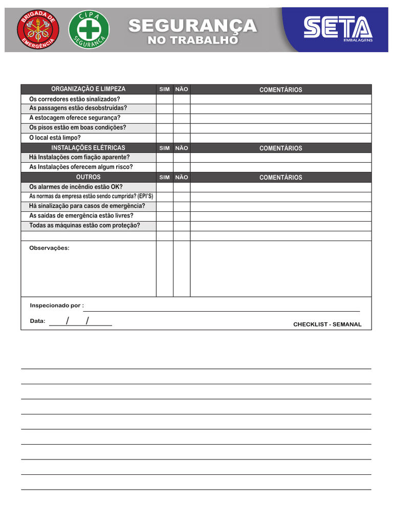 Checklist Brigada e Cipa | PDF