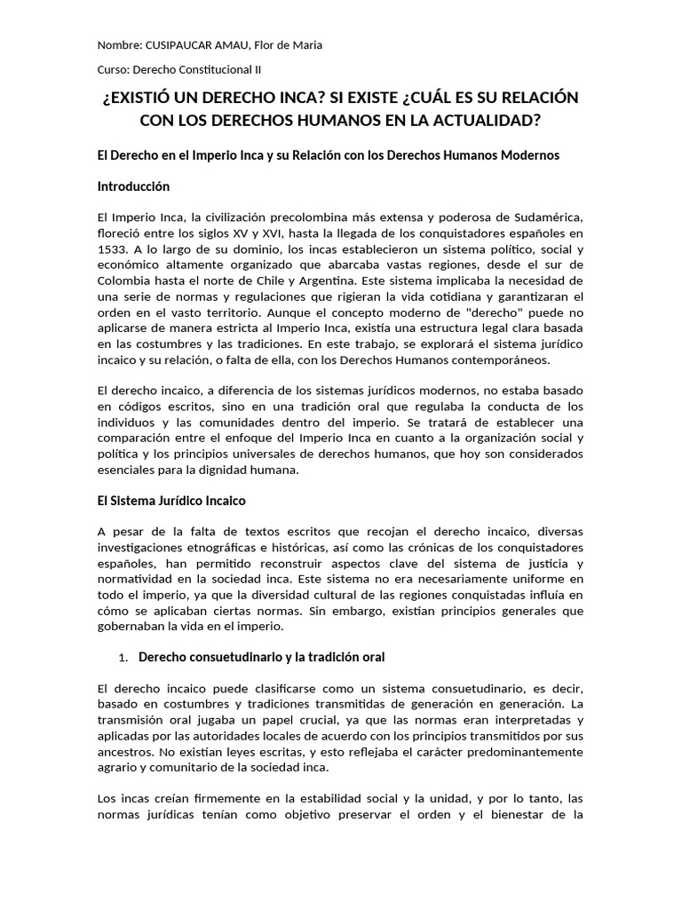 Derecho Inca | PDF | Derechos humanos | Imperio Inca
