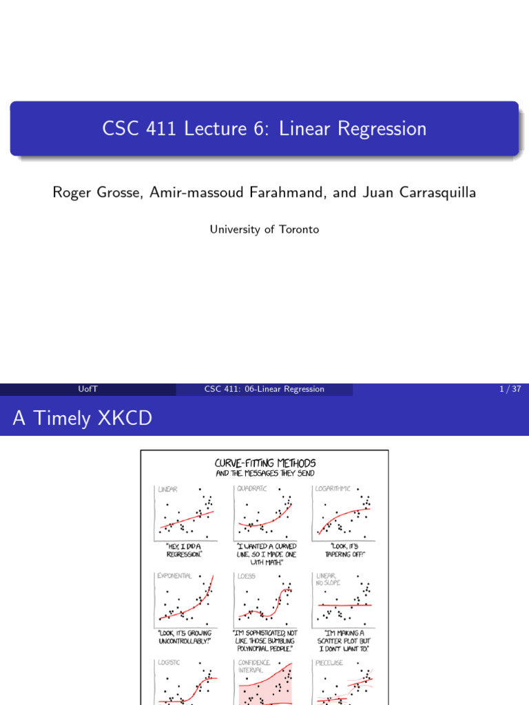 Lec06-Slides Toronto Linear Regression | PDF