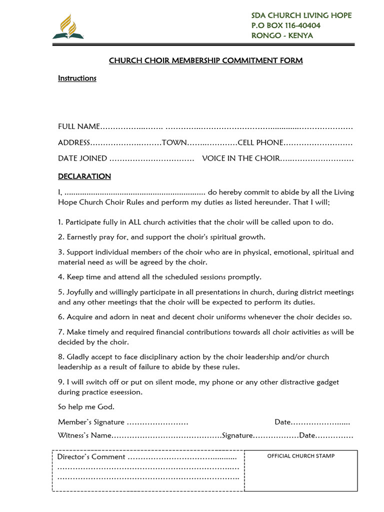 LIVING HOPE SDA CHOIR Rules | PDF