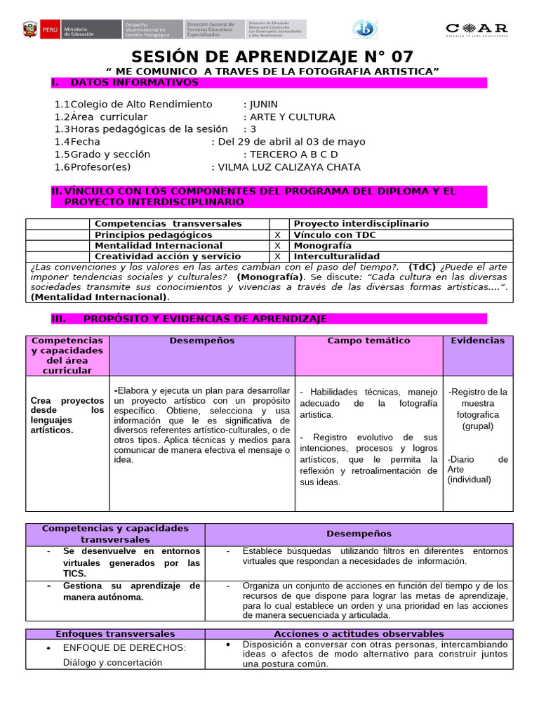 Sesion N°7 - 3 A | PDF