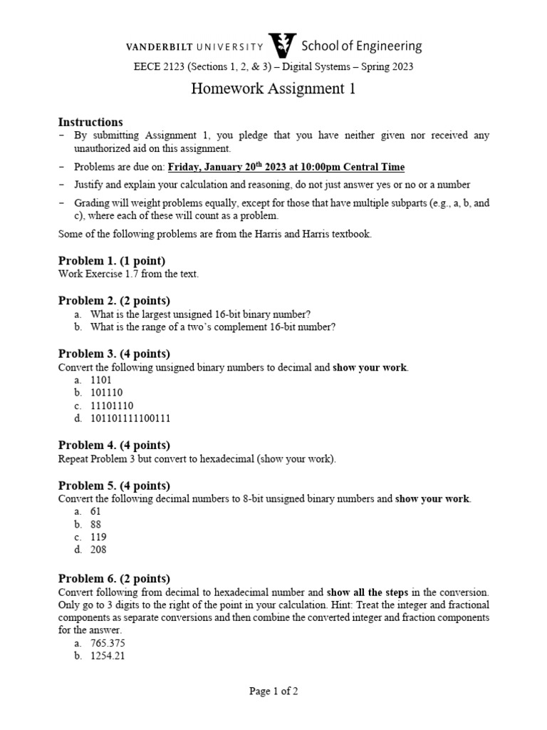 EECE2123 hw01 Spr23 | PDF