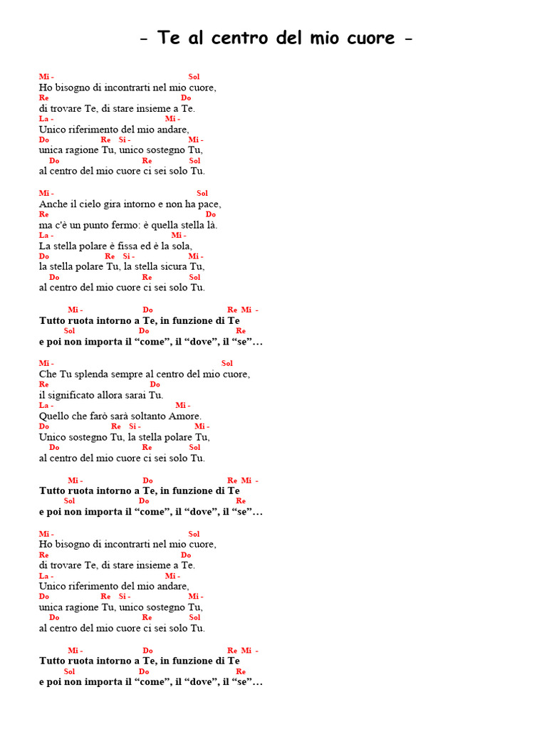 Te Al Centro Del Mio Cuore | PDF