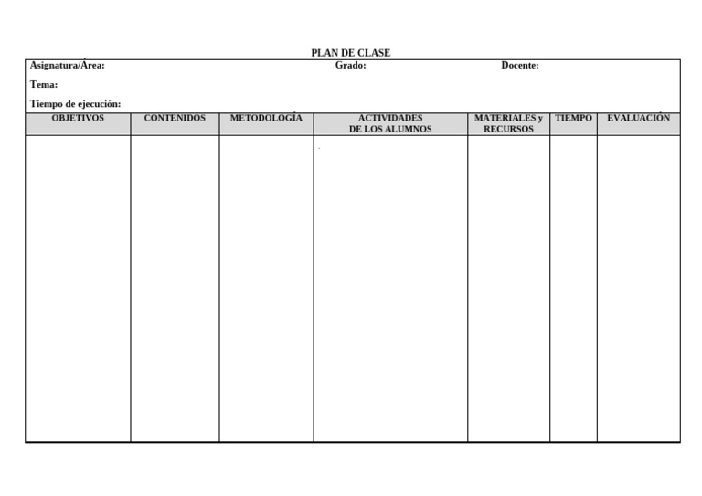 Planificacion Clase - Planilla | PDF