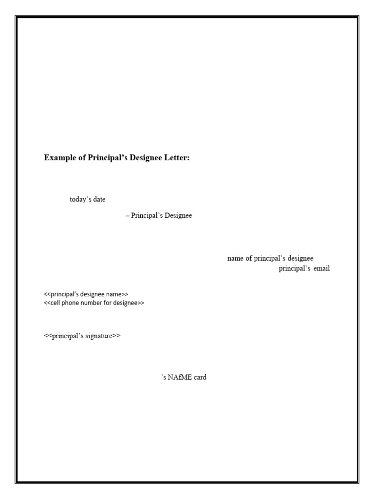 Principals Designee Explanation and Example Letter | PDF