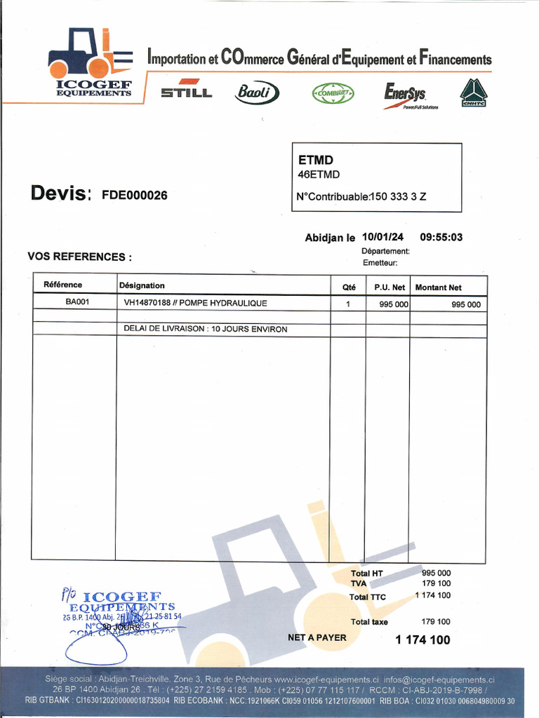 Offre Pompe Hydraulique Etmd | PDF