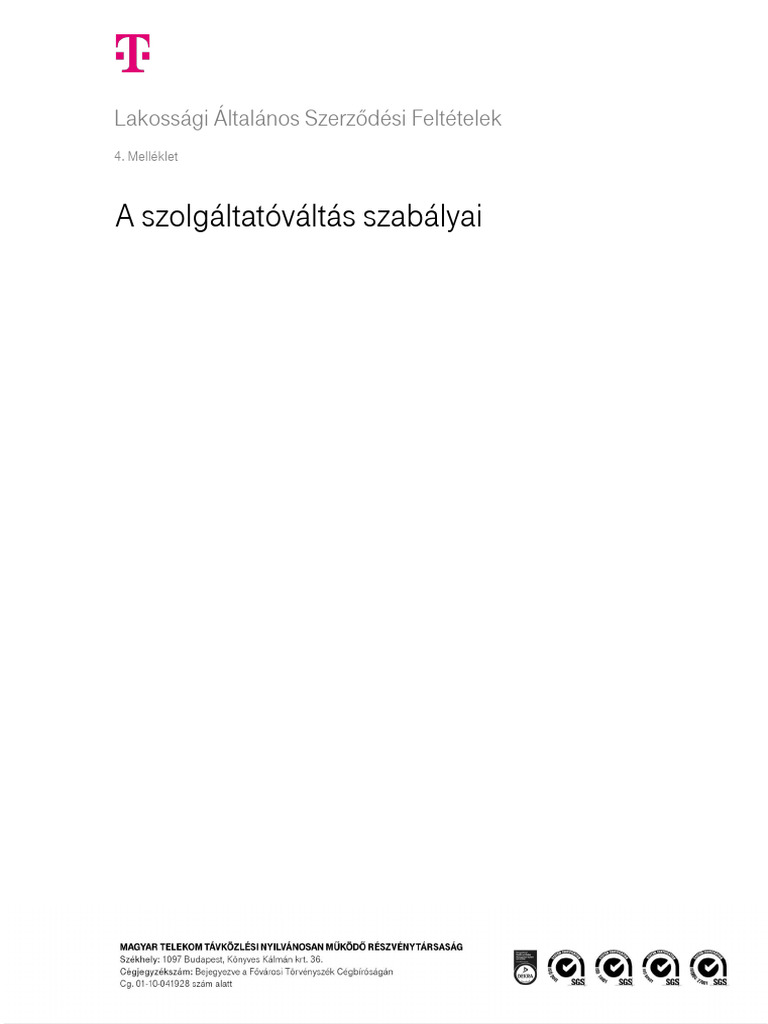 Lakossagi Aszf 4 Melleklet Szolgaltato Valtas 20240501 Uj | PDF