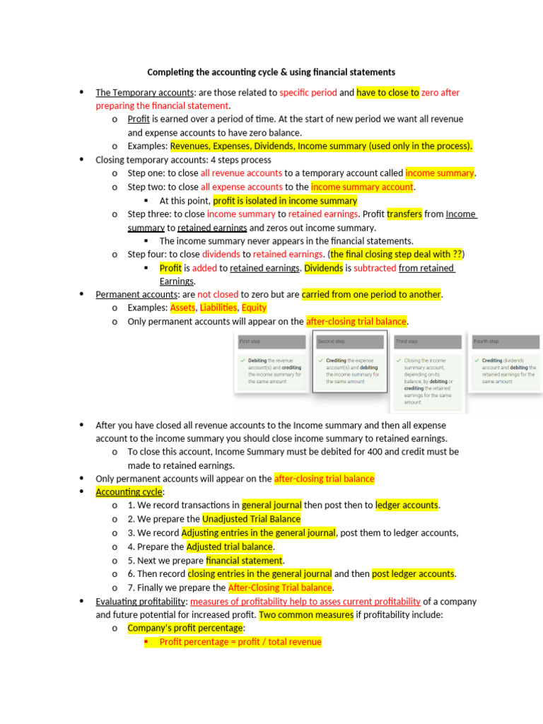 6. Completing the Accounting Cycle & using the Financial Statements | PDF