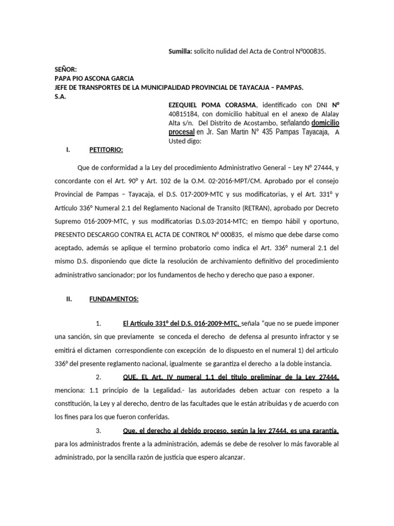 Descargo de Actas de Control Mauricio Santiago | PDF