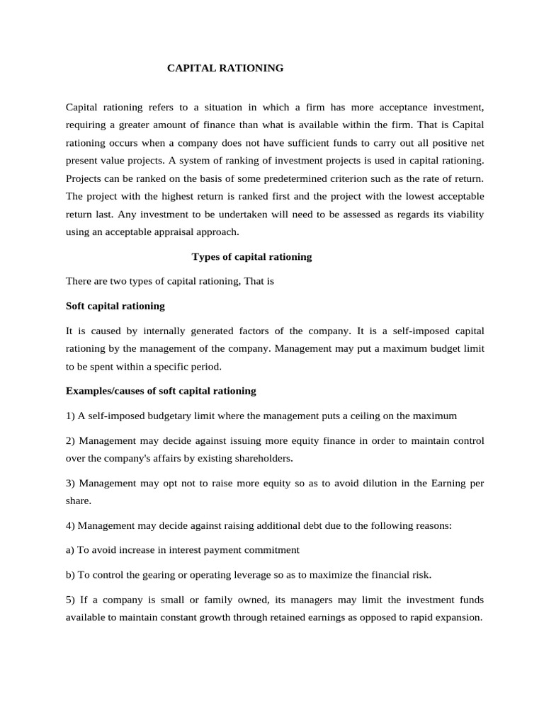 Capital Rationing | PDF
