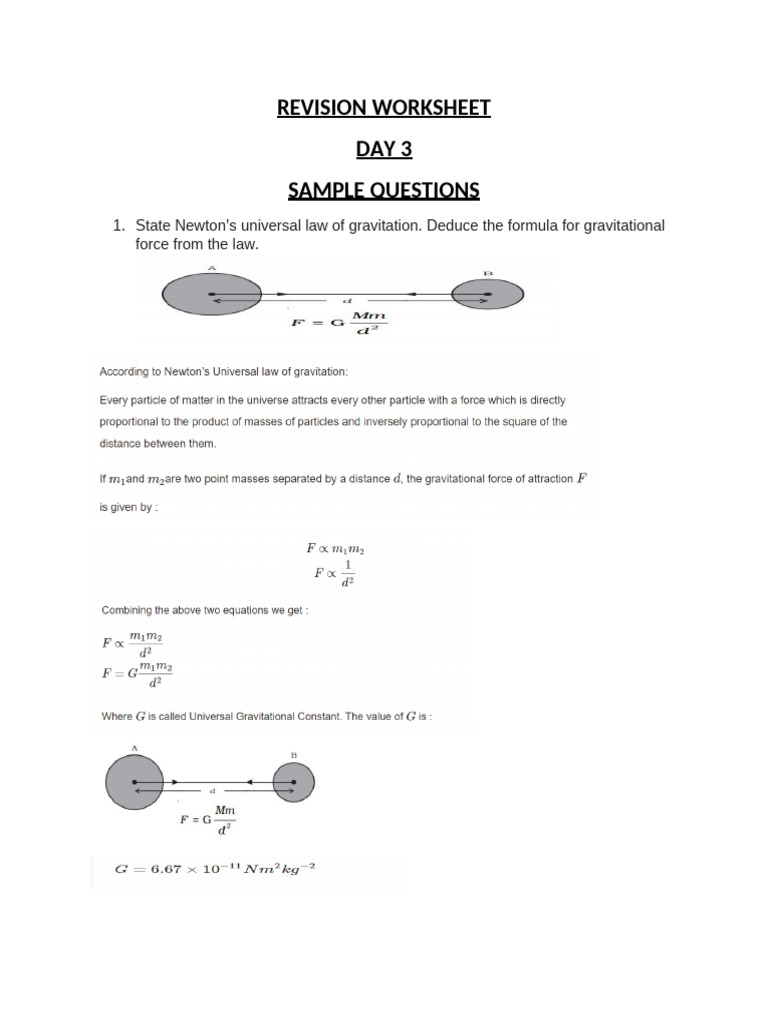 force and laws of motion revision paper | PDF