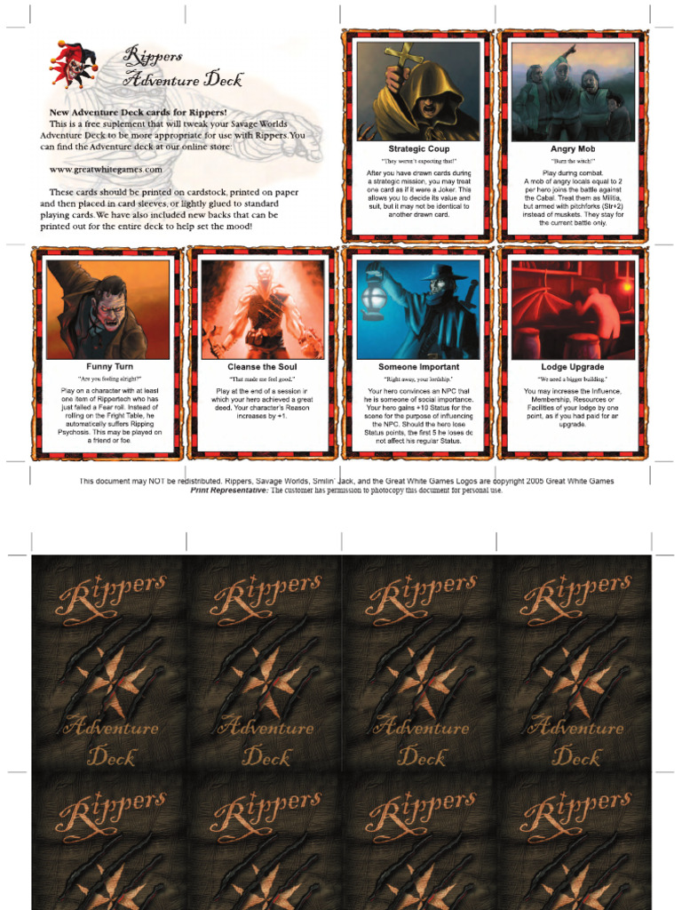 Rippers Adventure Deck Cards | PDF