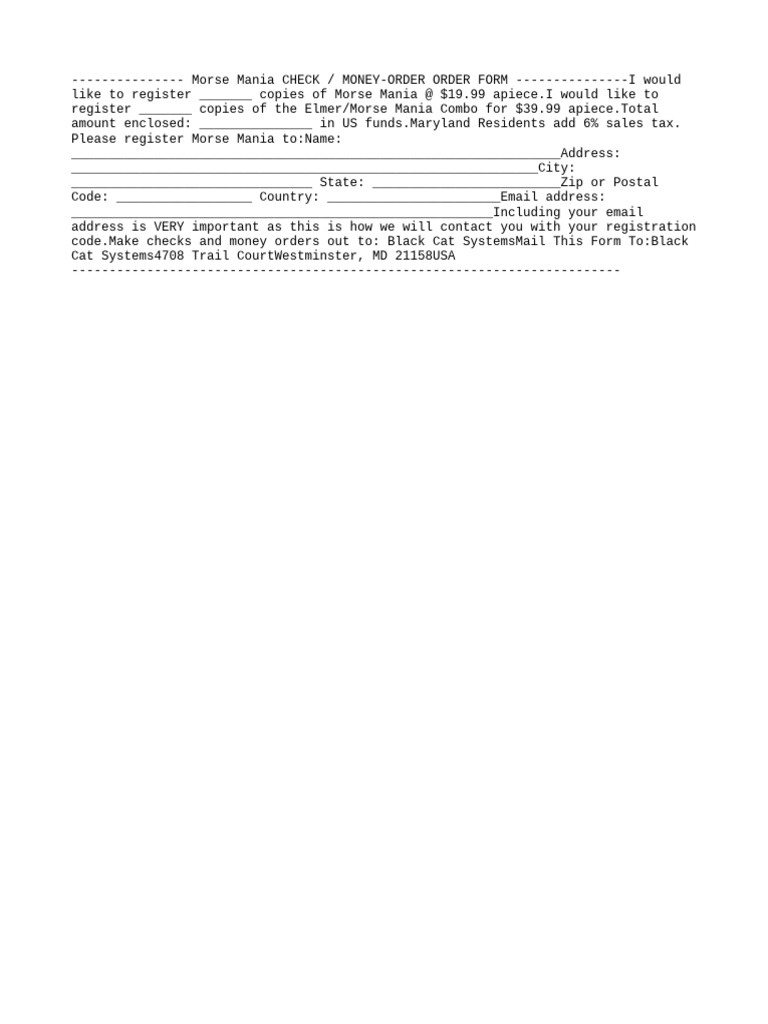 Cash:Check:Money Order Form | PDF