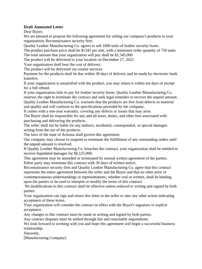 Draft Annotated Letter | PDF